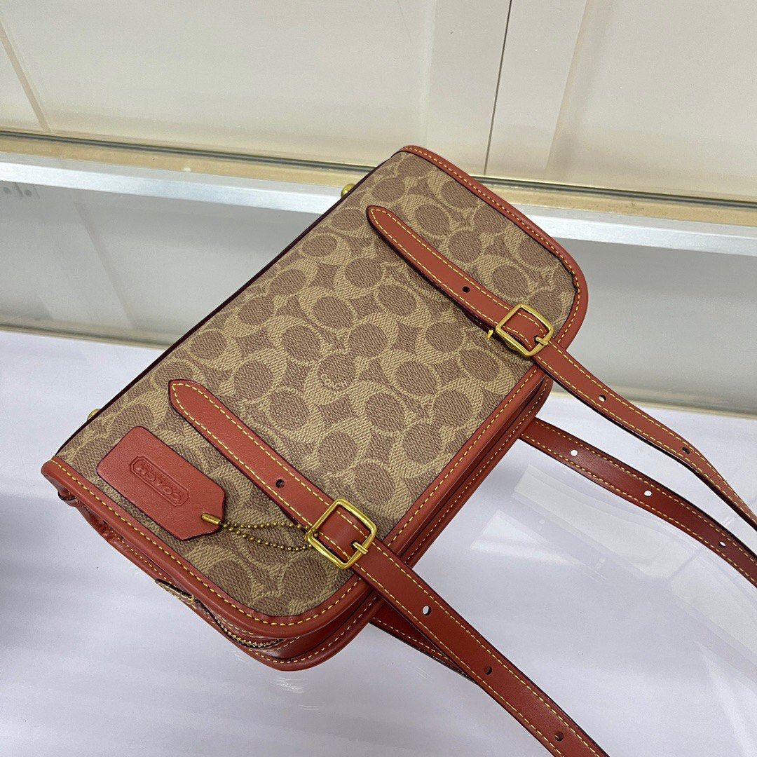 Auth Coach Swing Zip Shoulder Bag Signature Canvas Brown, Luxury, Bags ...