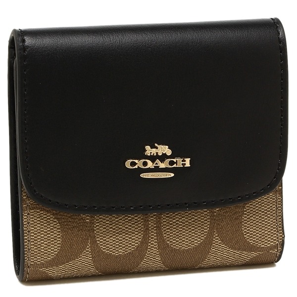 Authentic Coach Small Wallet In Signature Canvas Khaki / Black # 87589 ...