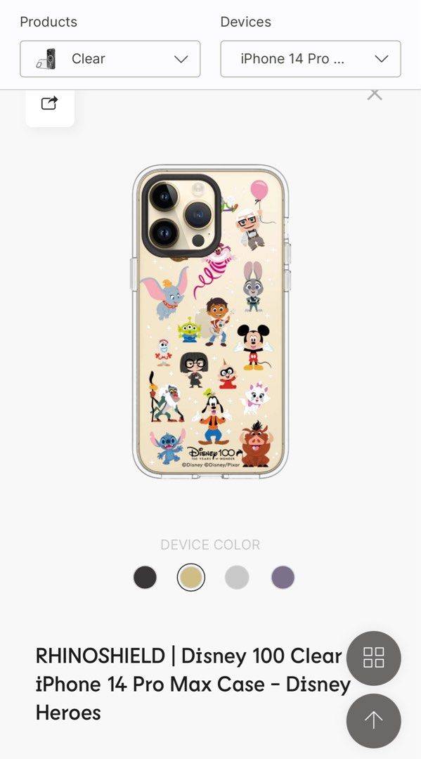 Authentic Rhinoshield 100th Disney Case for 14 pro max, Mobile Phones ...