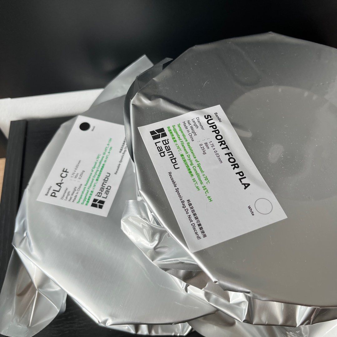 Bambu PLA-CF & Support 250g w/ Reusable Spool [PLA Carbon Fibre/Support ...