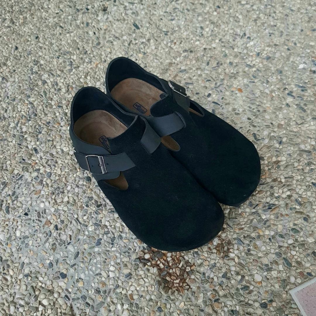 BIRKS LONDON CLOGS BLACK SUEDE, Men's Fashion, Footwear, Slippers ...