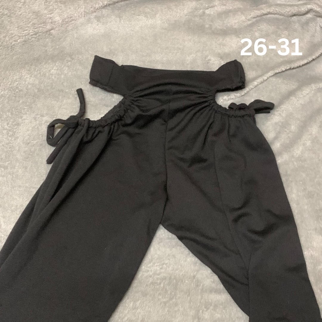 Black Pants with Holes and garter on the Side, Women's Fashion, Bottoms ...