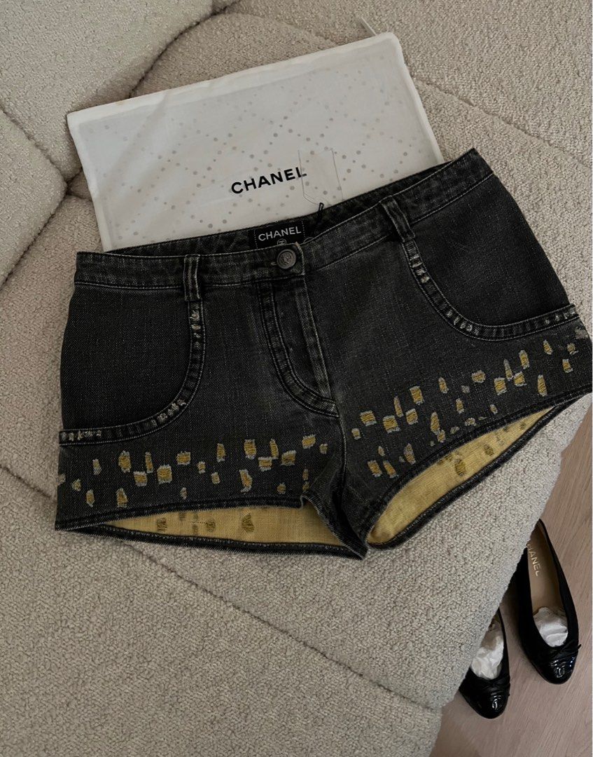 BNW CHANEL Denim Shorts x James Perse Ribbed Tank for US 4/ 6 Small ...