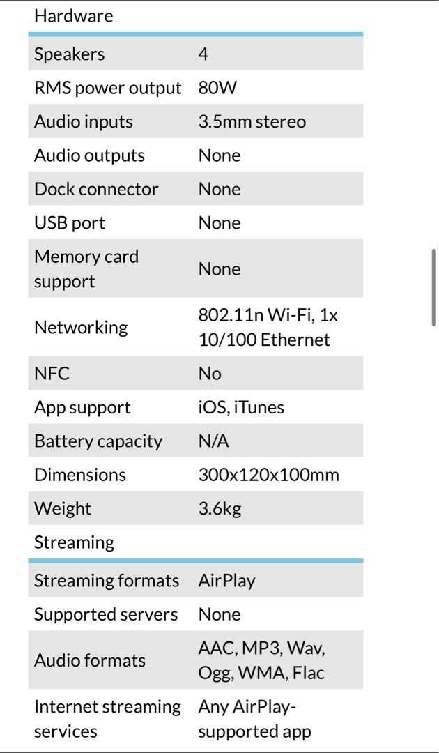 Bowers & Wilkinson A5 speaker - Black/silver - Ethernet/Wireless/AUX ...