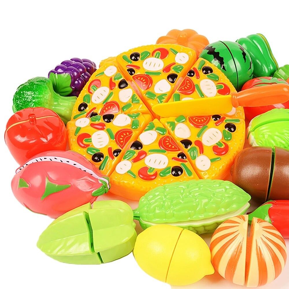 Children Pretend Play Food Set Kids Plastic Cutting Vegetables Fruits ...