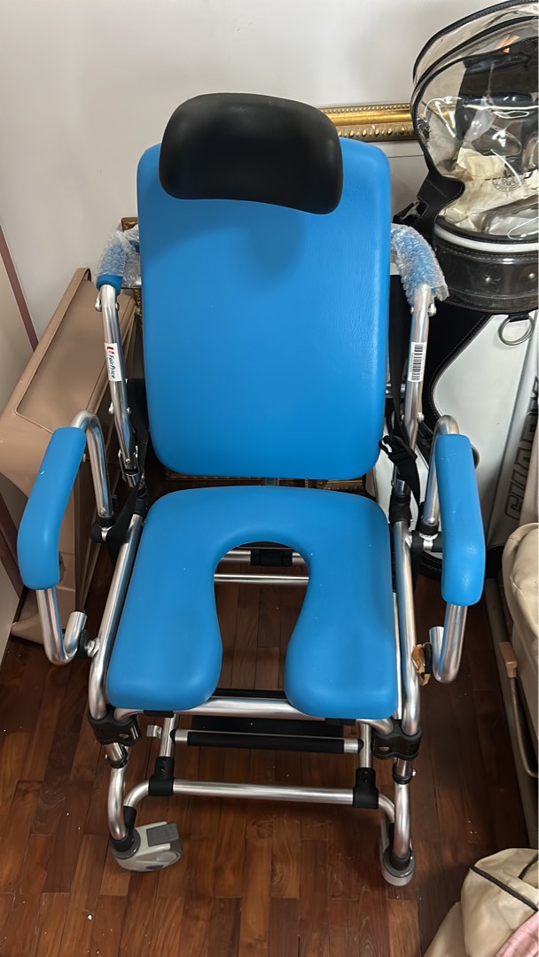 Commode for showering with head support, Health & Nutrition, Assistive ...