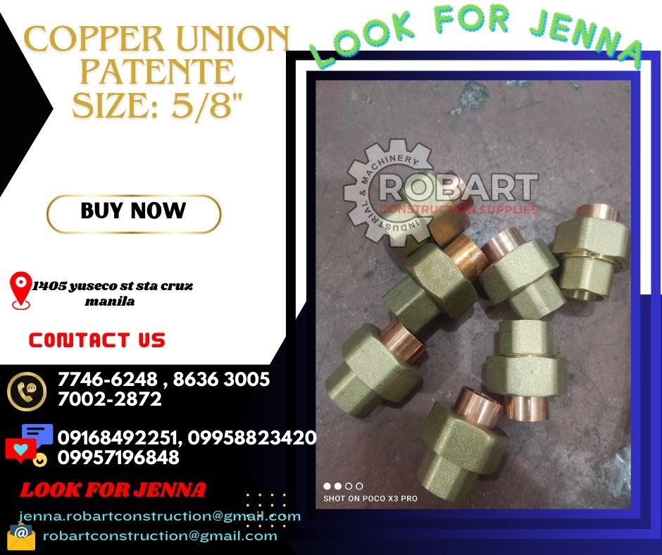 Copper Union Patente Size: 5/8", Commercial & Industrial, Construction ...
