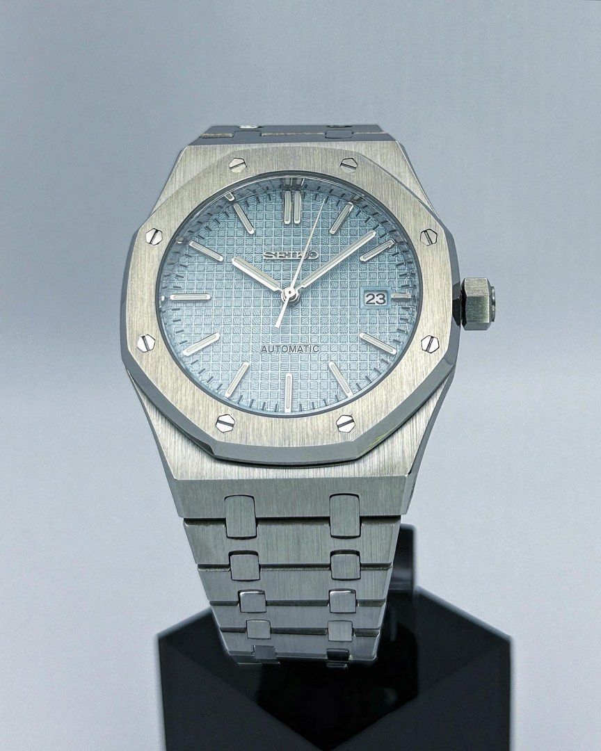 Custom Seiko Mod 42mm Ice Blue AP automatic watch, Men's Fashion ...