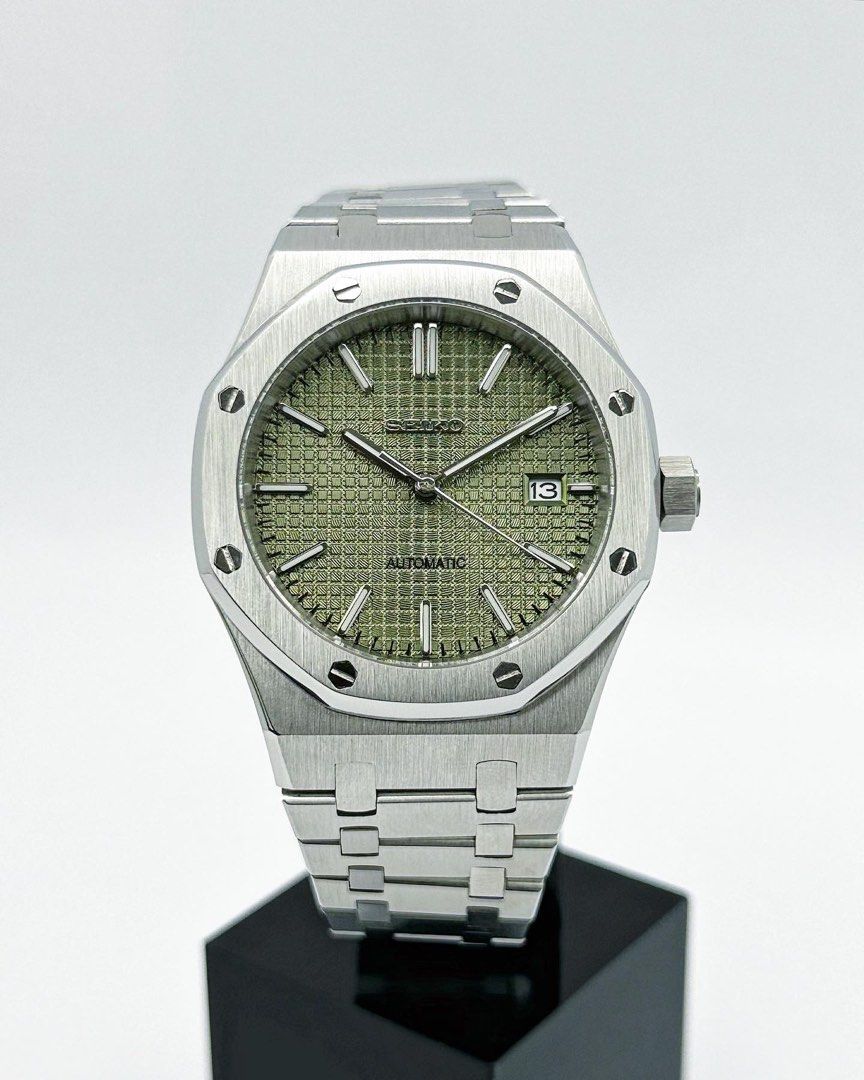 Custom Seiko Mod 42mm Olive Green AP Automatic Watch, Men's Fashion ...