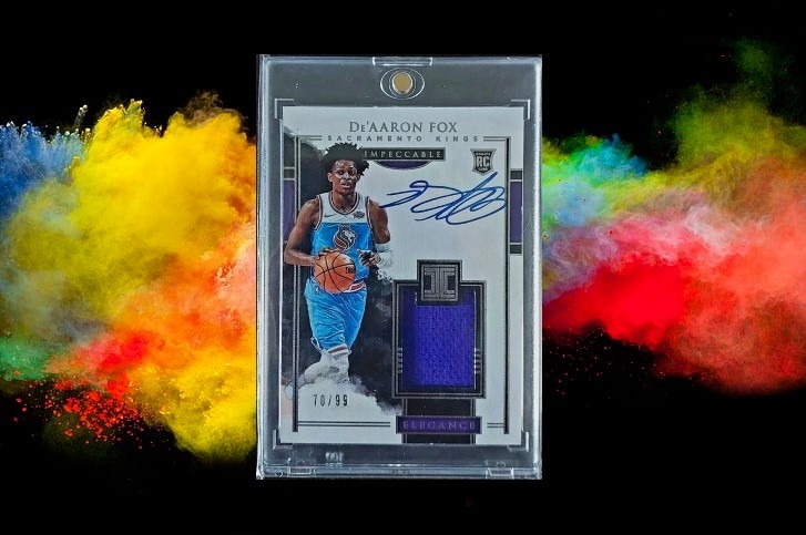 DE'AARON FOX ROOKIE PATCH AUTOGRAPH ELEGANCE /99 PANINI IMPECCABLE NBA ...