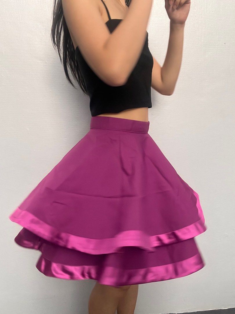 Double-layered Ruffle High-Waisted Skirt, Women's Fashion, Bottoms ...
