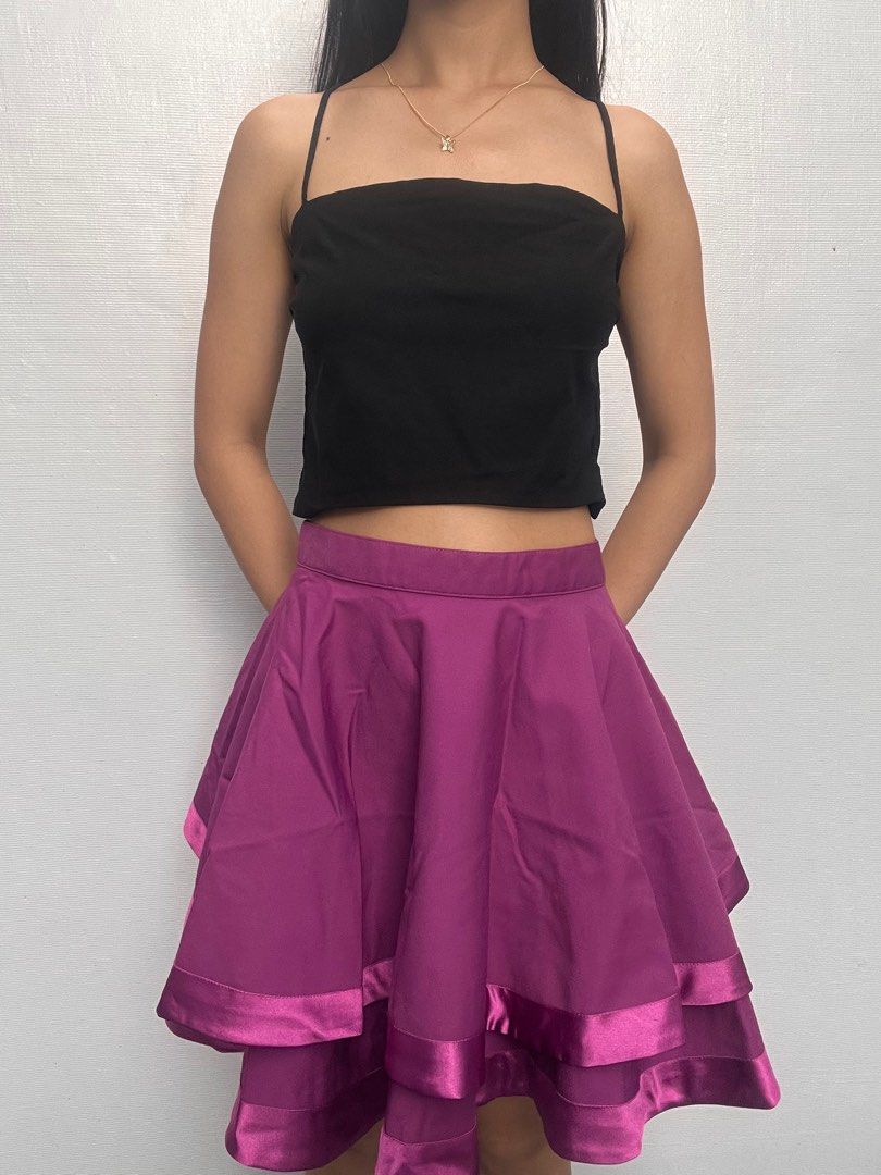Double-layered Ruffle High-Waisted Skirt, Women's Fashion, Bottoms ...
