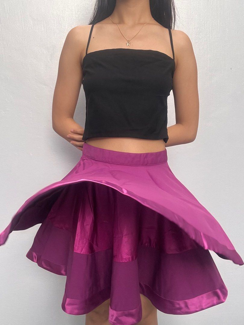 Double-layered Ruffle High-Waisted Skirt, Women's Fashion, Bottoms ...