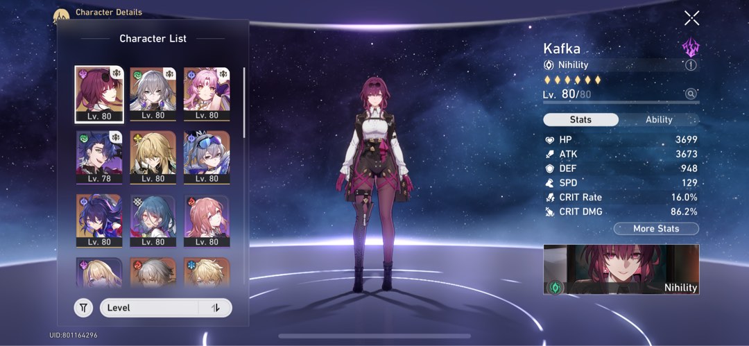 E6S1 Kafka Account | Honkai Star Rail HSR, Video Gaming, Gaming ...