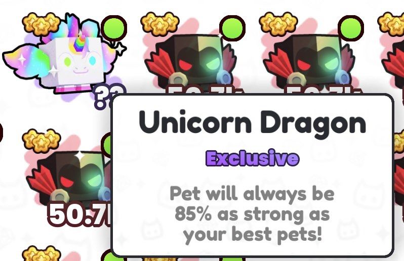 EXCLUSIVE UNICORN DRAGON PET SIM 99, Video Gaming, Gaming Accessories ...