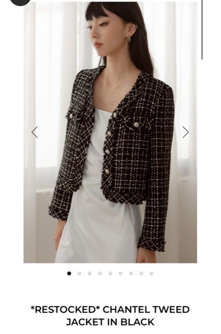 Fashmob Chantel Tweed Jacket in Black, Women's Fashion, Coats, Jackets ...