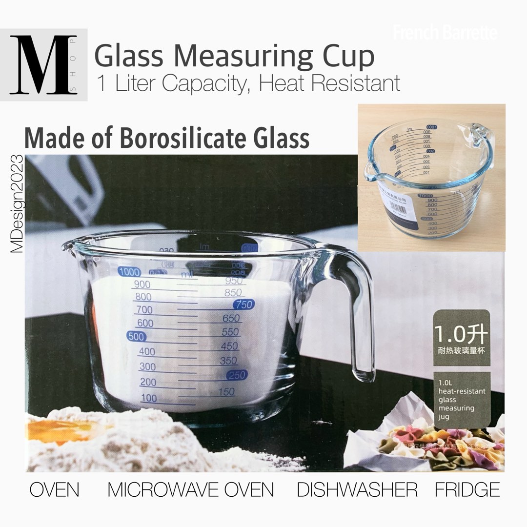 Glass Measuring Cup, 1 Liter Capacity, Furniture & Home Living ...