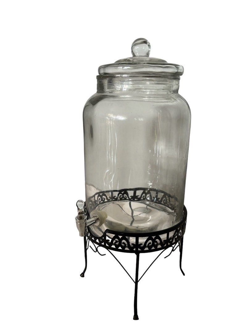 Glass water dispenser with stand, Furniture & Home Living, Kitchenware ...
