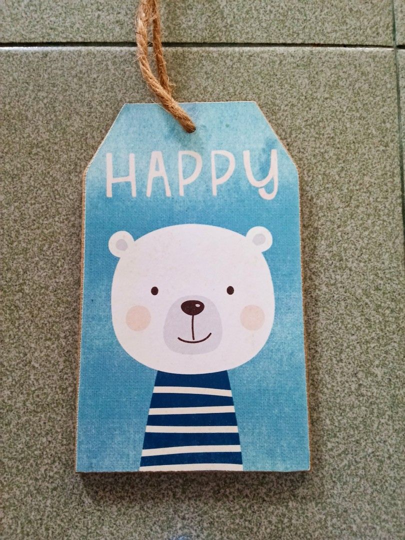 Happy & Brave Cute Animals Wooden Plaques., Hobbies & Toys, Stationery ...