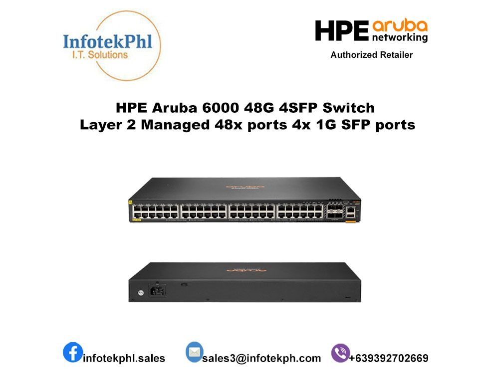 HPE Aruba 6000 48G 4SFP Switch Layer 2 Managed 48x ports 4x 1G SFP ...