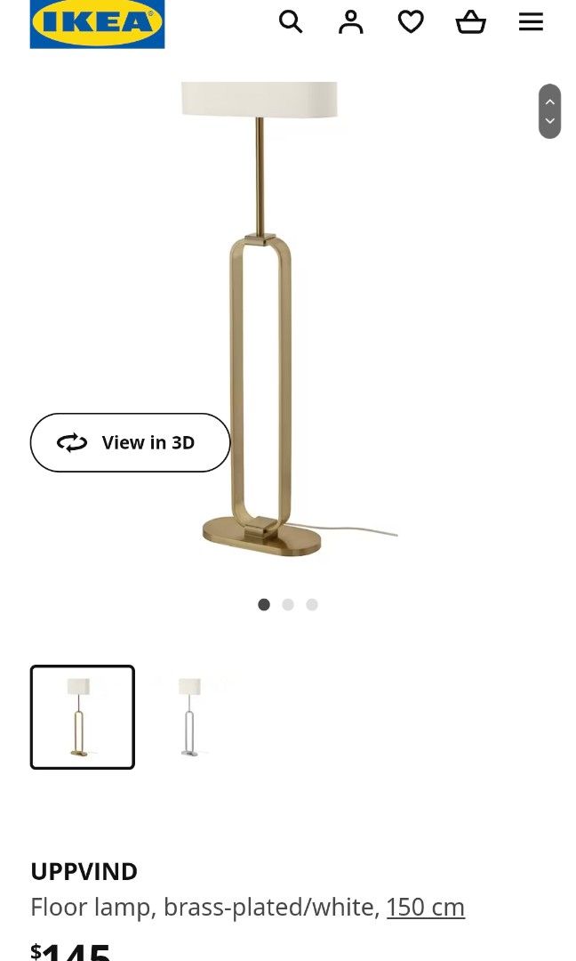 IKEA UPPVIND Floor Lamp, Furniture & Home Living, Lighting & Fans ...