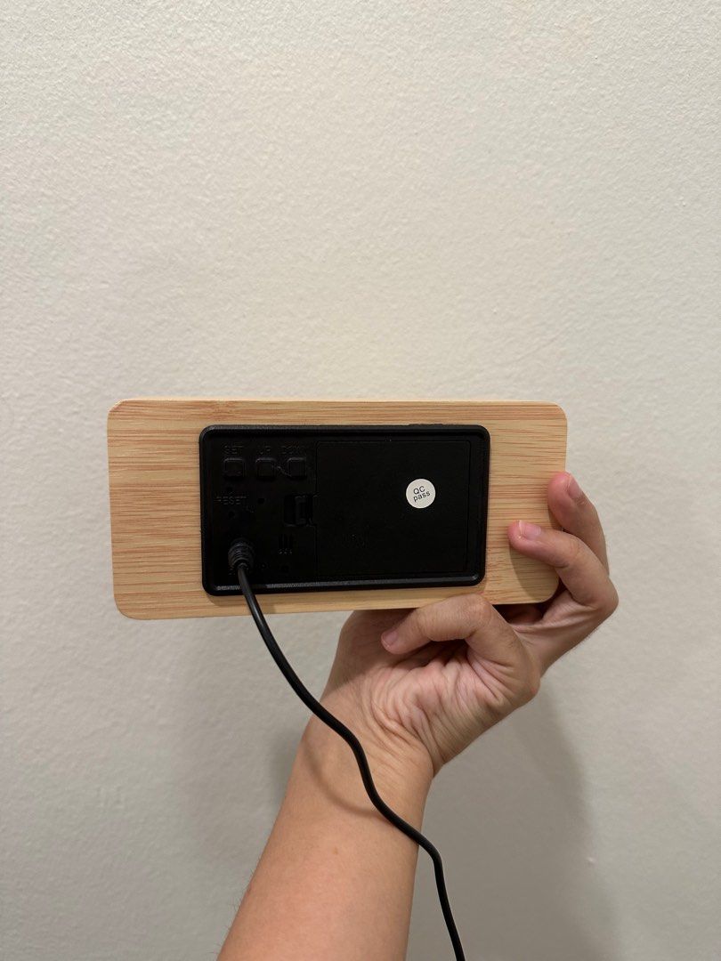 INSTOCK digital light up wooden block clock, Furniture & Home Living ...