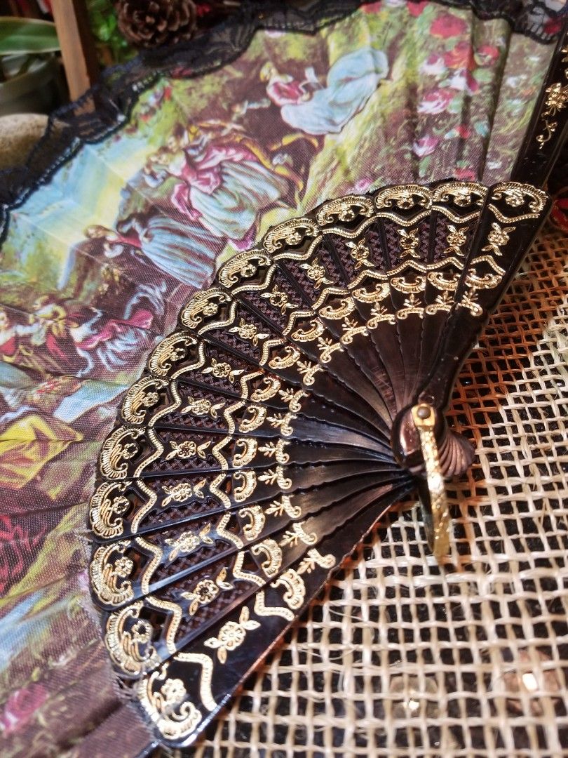 Japan Vintage Rococo Romantic scenes Folding Fan 46cmx24.5cm, Furniture ...