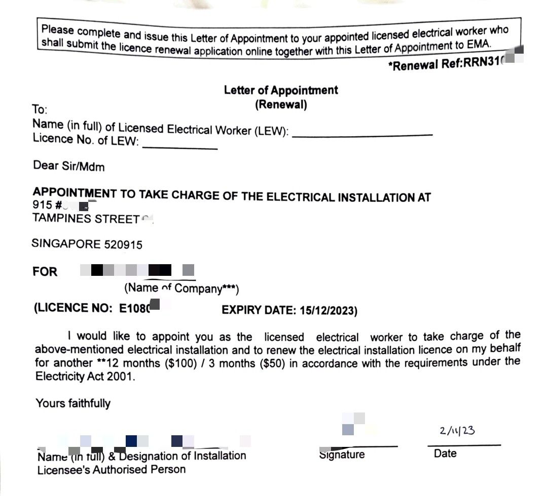 Licensed Electrical Worker 96663111 EMA License Renewal New application ...