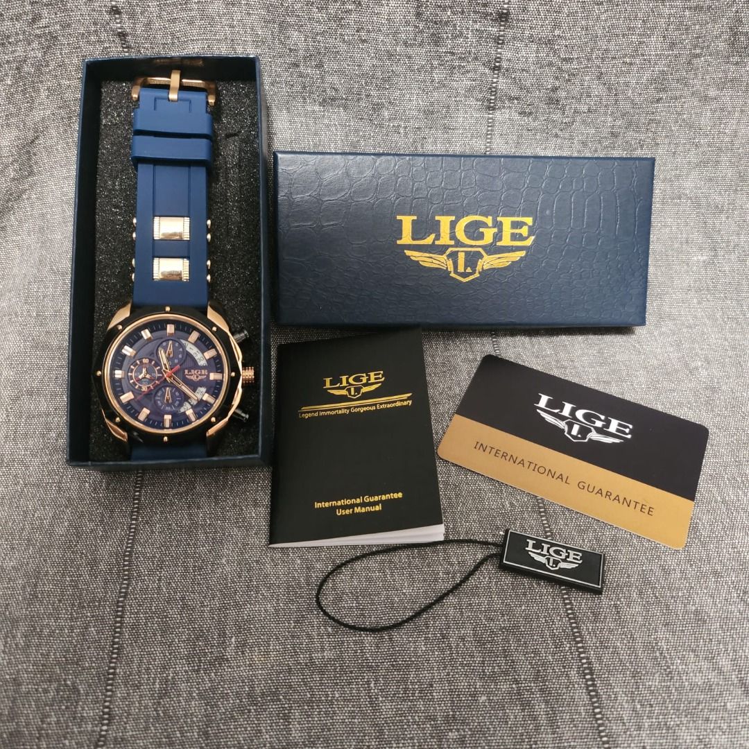 LIGE Luxury Quartz Sports Watch, Men's Fashion, Watches & Accessories ...