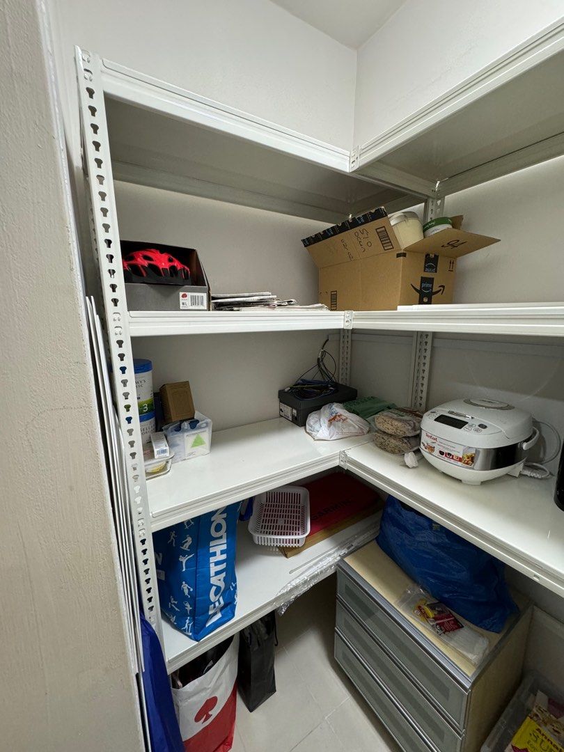 L-Shape Metal Rack Shelf (White), Furniture & Home Living, Furniture ...