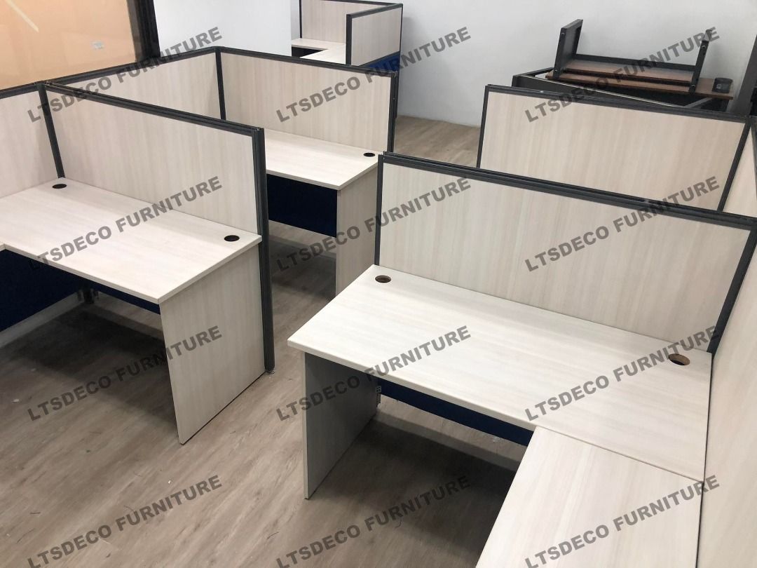 L-SHAPE MODULAR SHARING CUBICLES OFFICE PARTITION, Furniture & Home ...