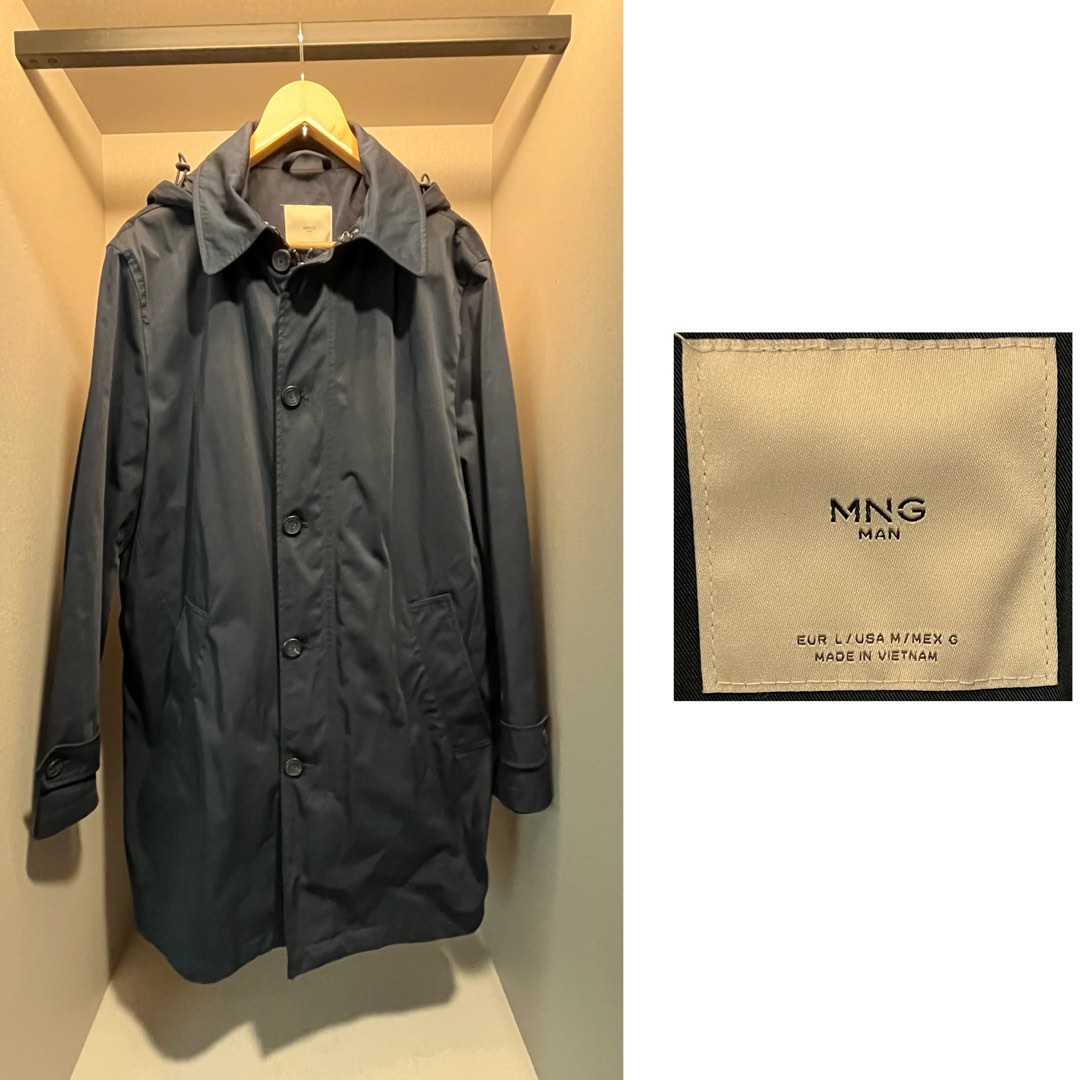 越南製MANGO (MNG MAN) 男裝深藍色風衣, 他的時尚, 外套、夾克、大衣在旋轉拍賣