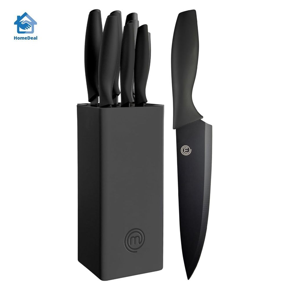 MasterChef Knife Block Set of 6 Kitchen Knives, Extra Sharp Stainless ...