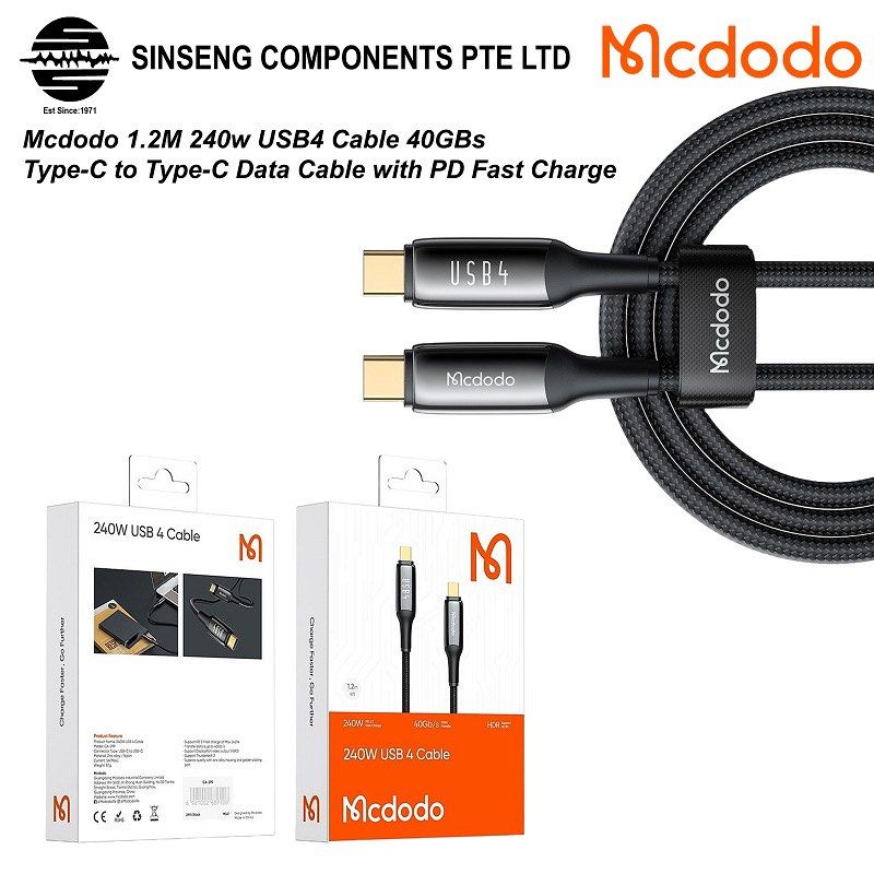 Mcdodo 1.2M 240w USB4 Cable 40GBs Type-C to Type-C Data Cable with PD ...