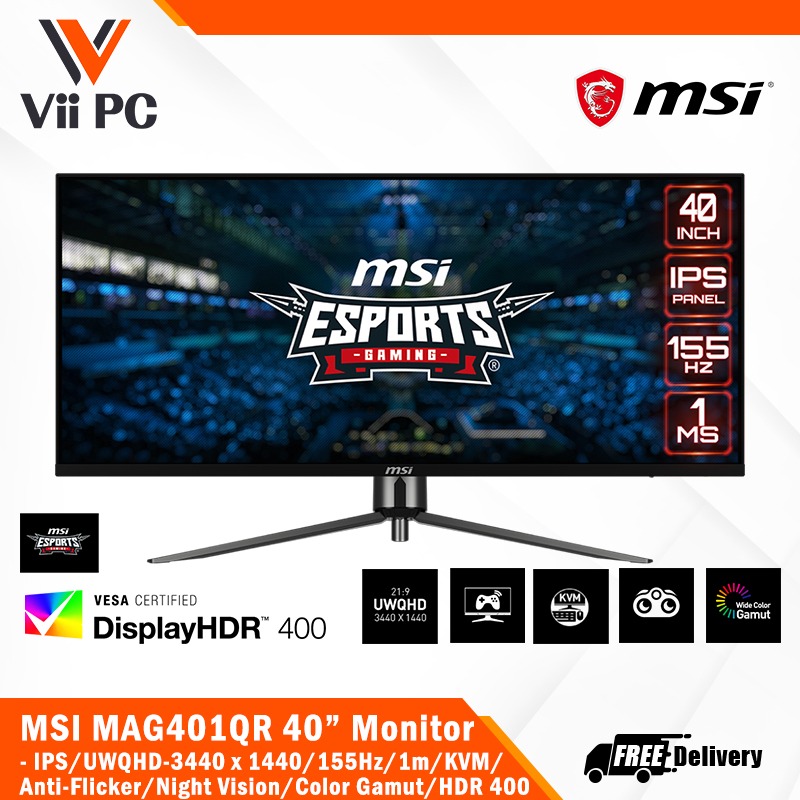 MSI MAG401QR 40" IPS UWQHD 3440 x 1440 155HZ 1MS HDR400 KVM Gaming Monitor, Computers & Tech ...
