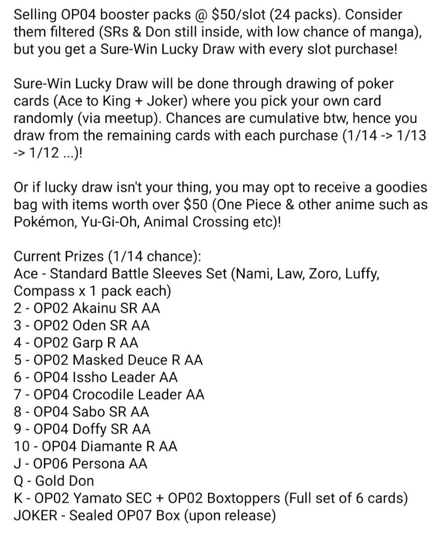 [Sure-Win] OPCG One Piece Card Game OP01 OP02 OP03 OP04 OP05 OP06 OP07 EB01 (Booster Pack/Box ...