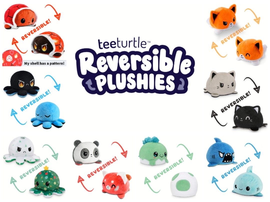 ORIGINAL TEETURTLE REVERSIBLE PLUSHIES OCTOPUS RED PANDA SHARK DINOSAUR ...