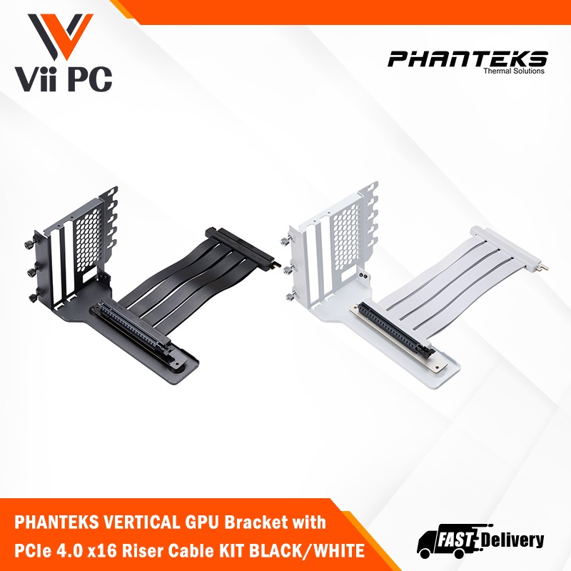 PHANTEKS VERTICAL GPU Bracket with PCIe 4.0 x16 Riser Cable KIT BLACK ...