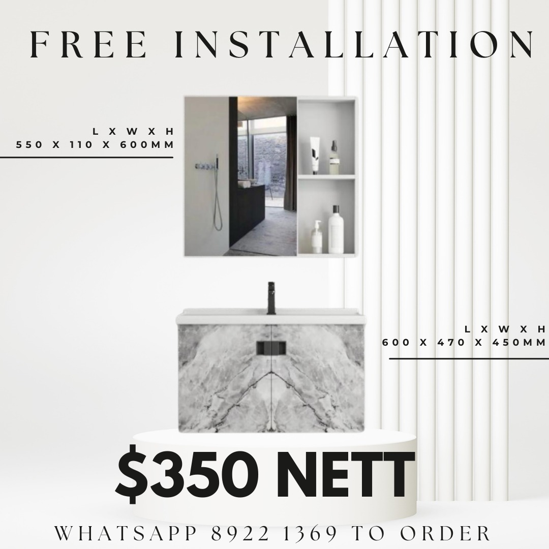 READY STOCKS waterproof vanity cabinet basin cabinet free installation ...