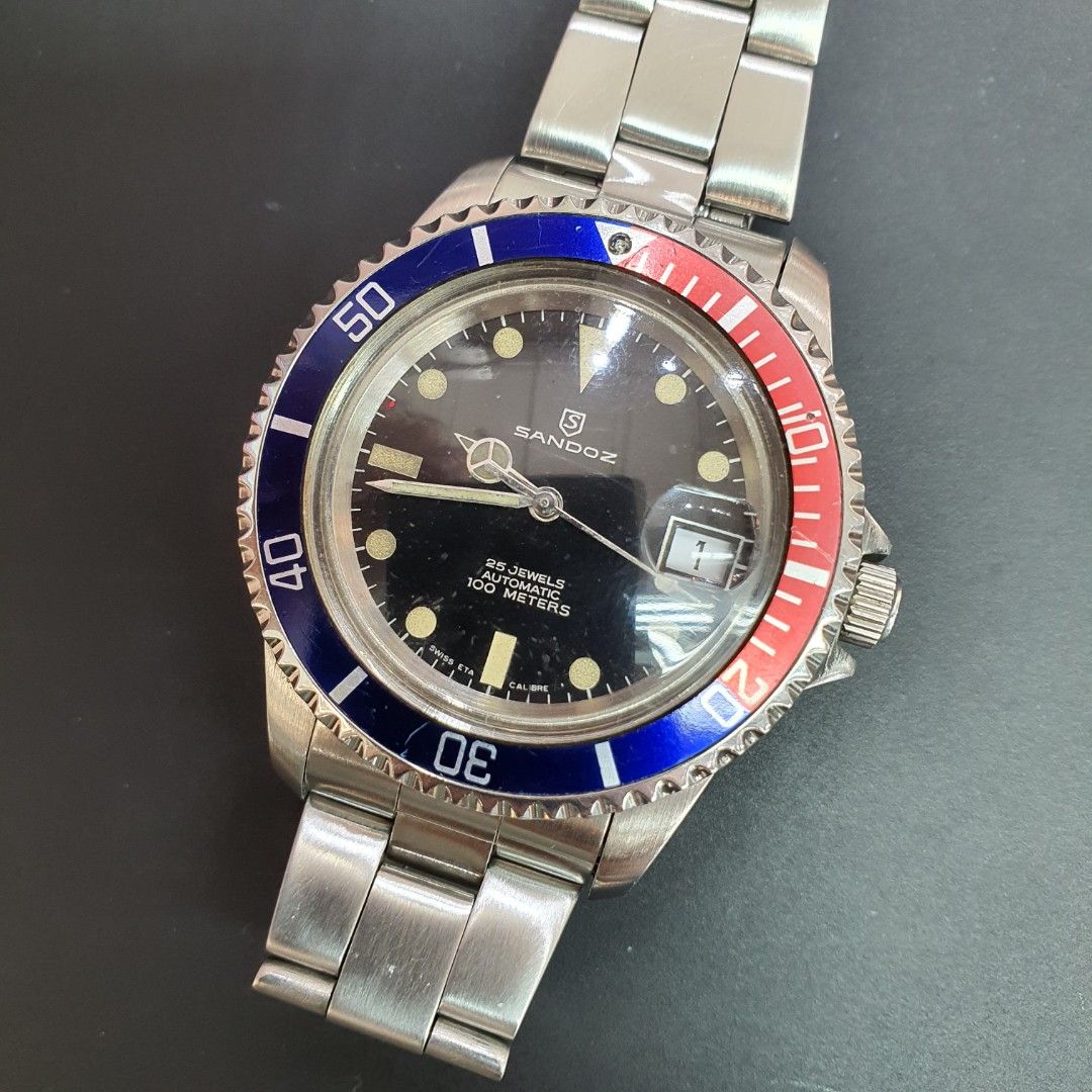 Sandoz Pepsi Diver Swiss Watch 40mm, Luxury, Watches on Carousell