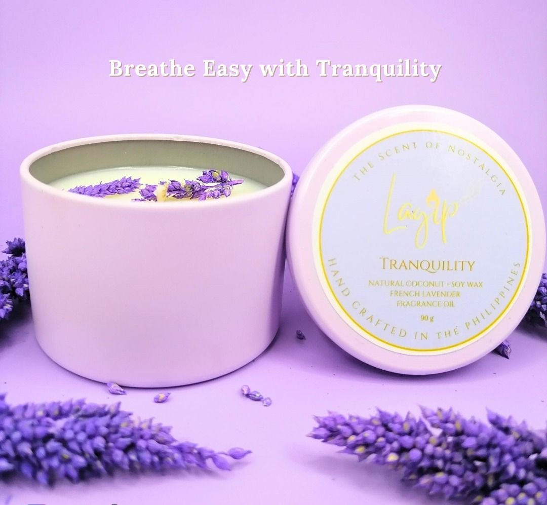 Scented Candle w/ Packaging (90g Tin Can - French Lavender), Furniture ...