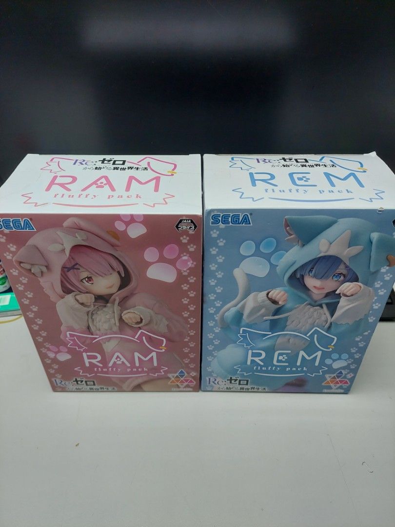 SEGA Luminasta ~ Rem 雷姆/ Ram 拉姆 Fluffy Pack 貓咪 衛衣 Figure, 興趣及遊戲, 玩具 & 遊戲類 - Carousell