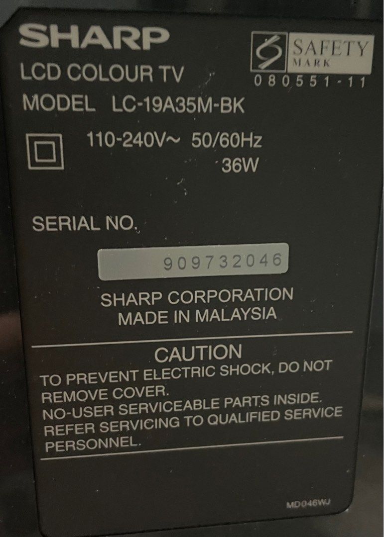 Sharp AQUOS 19 inch LCD TV (LC19A35M-BK), TV & Home Appliances, TV ...