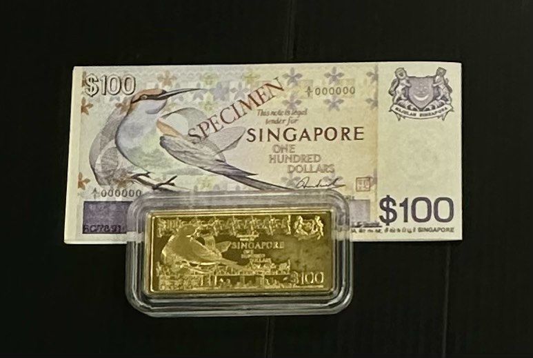 Singapore $100(Bird Series)Gold proof ingot., Hobbies & Toys ...