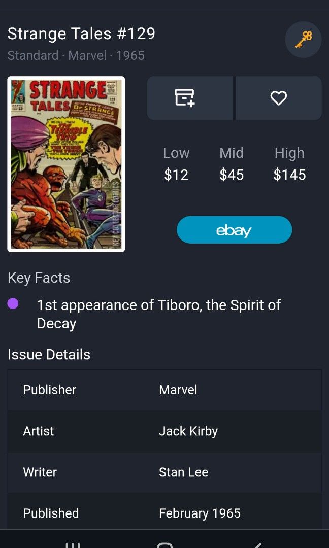 Strange Tales #129. 1st appearance of Tiboro, the Spirit of Decay. Jack ...