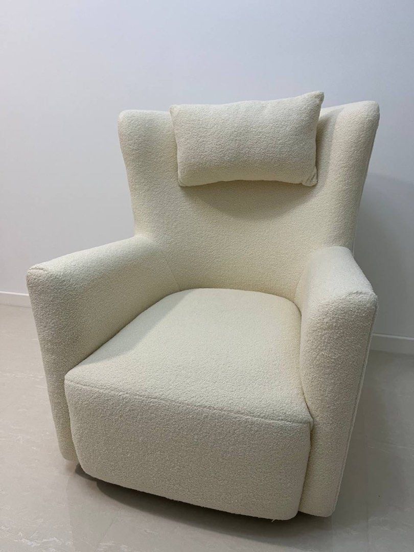 Teddy white Boucle armchair sofa (Castlery look-alike), Furniture ...
