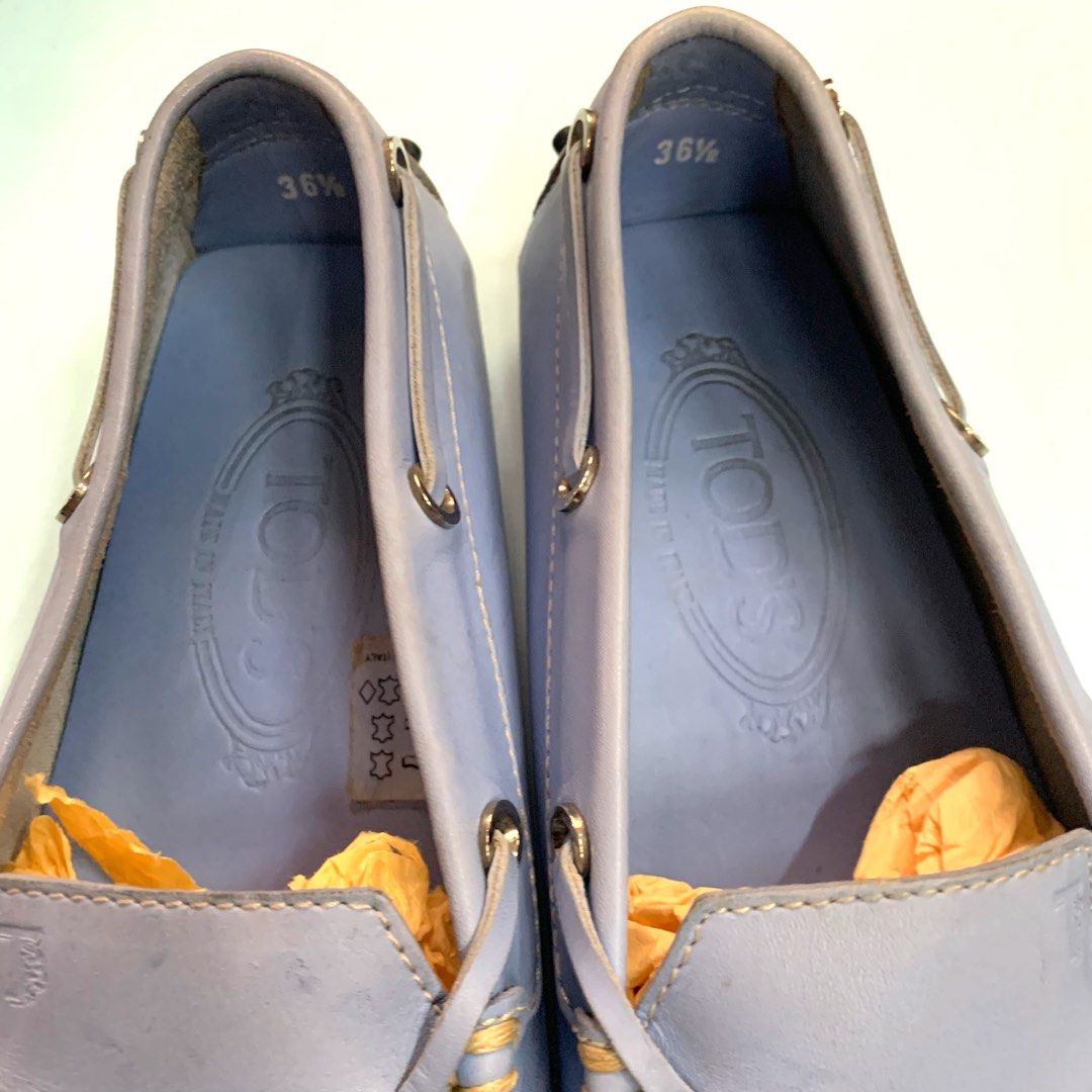 Tods Light Blue Flat Lofers, Women's Fashion, Footwear, Loafers on ...