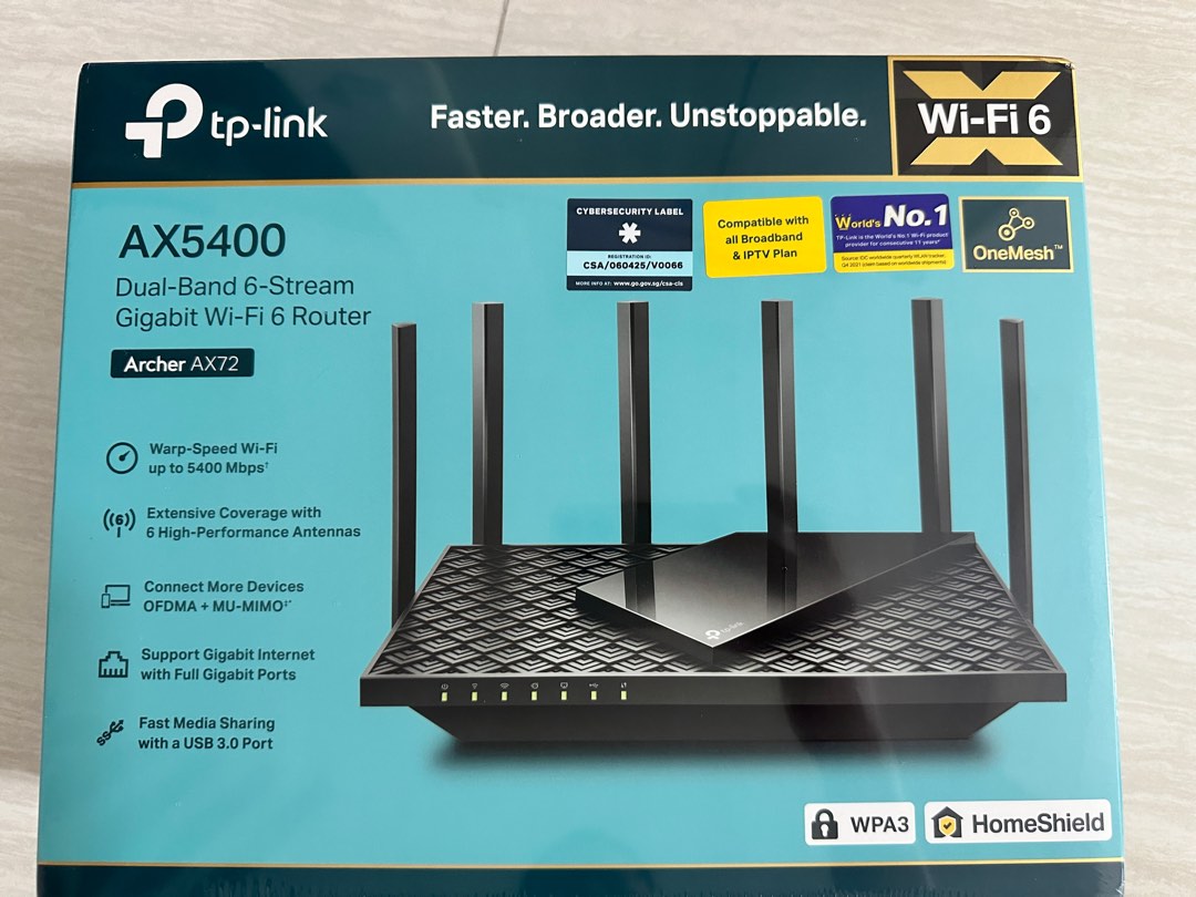 tp-link Archer AX72 Dual-Band Gigabit Wi-Fi 6 Router, Computers & Tech ...