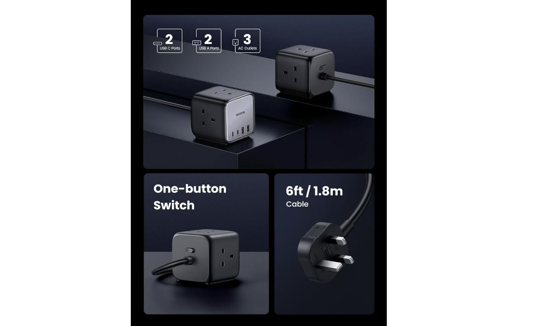 UGREEN GaN Power Socket, 1.8M Cable DigiNest Pro 65W USB C Charging ...