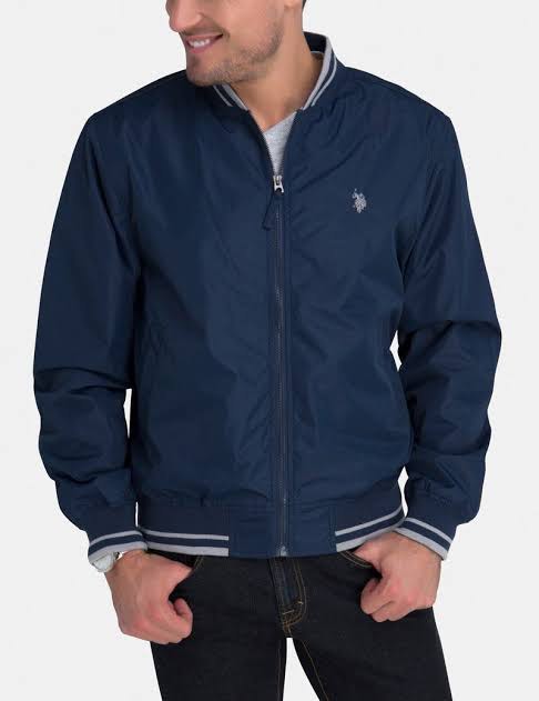 USPA (US Polo Association) Bomber Jacket Navy Blue, Men's Fashion ...